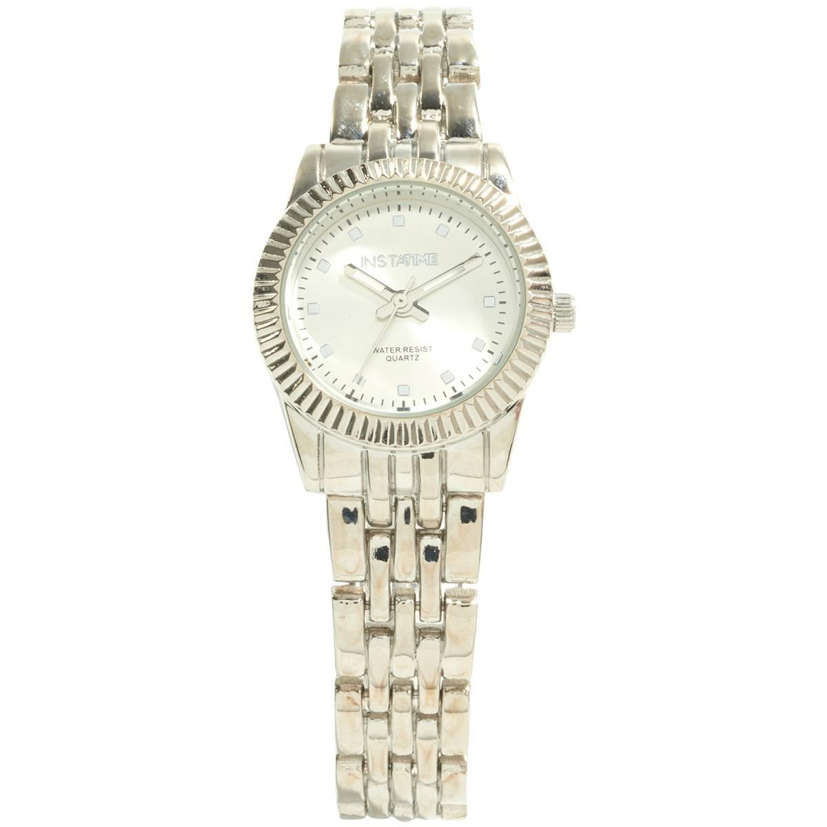 Click here for Womens Instatime Silver-Tone Coin Edge Bracelet Wa... prices