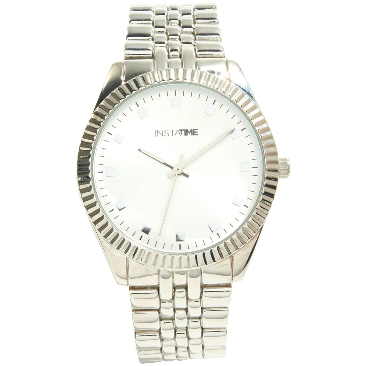 Click here for Unisex Instatime Silver-Tone Coin Edge Bracelet Wa... prices
