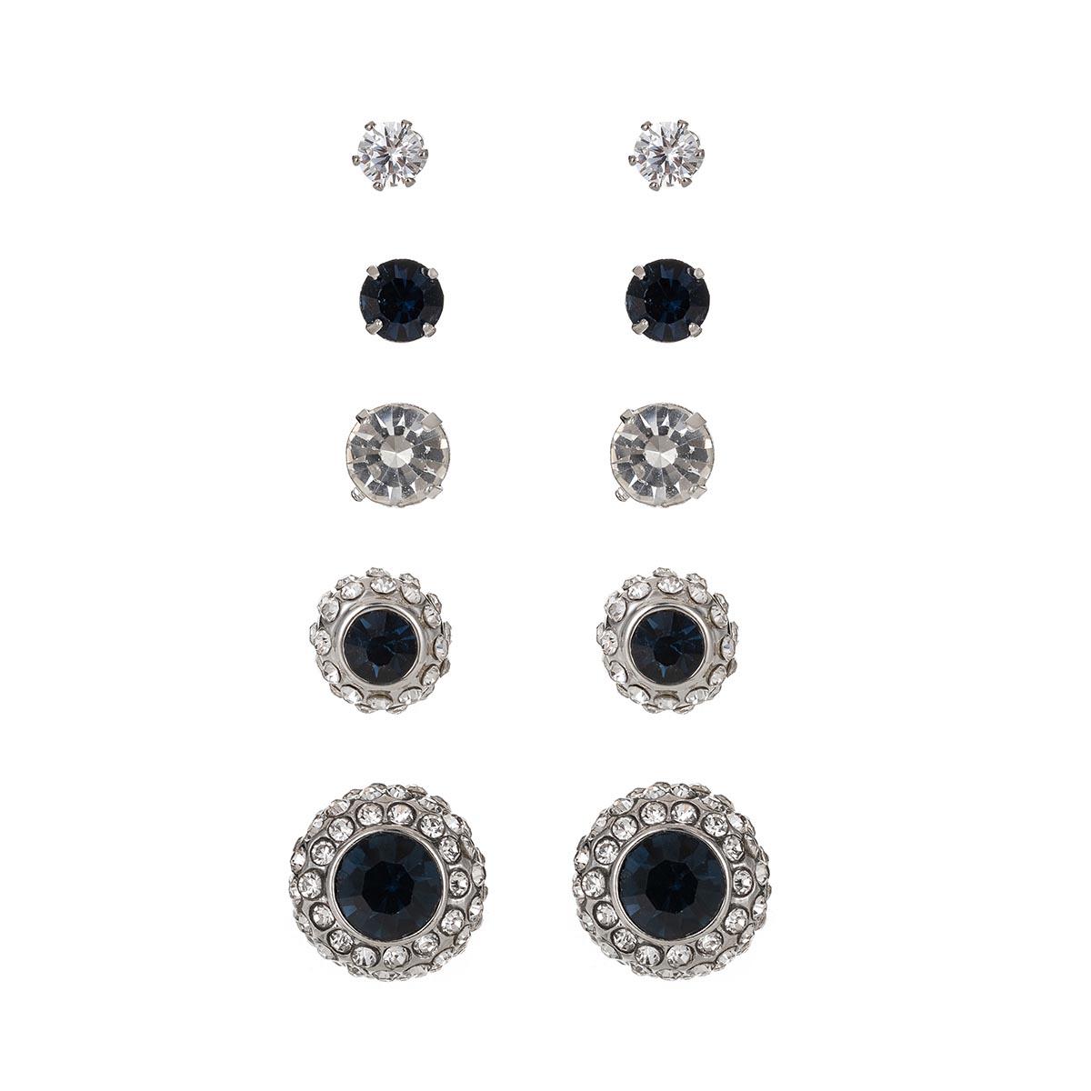 Click here for Roman Silver-Tone 5pr. Crystal & Sapphire Stud Ear... prices