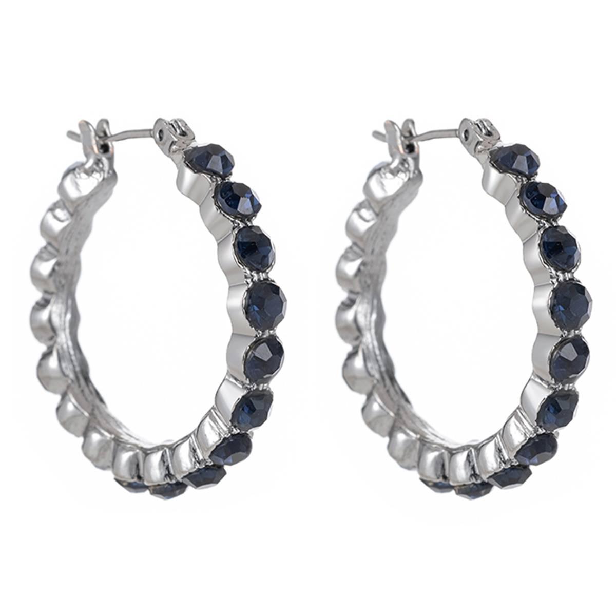 Click here for Roman Silver-Tone Hematite Round Marcasite Hoop Ea... prices