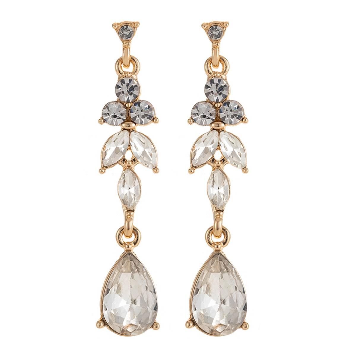 Click here for Roman Gold-Tone Glass Pear Drop Dangle Earrings prices