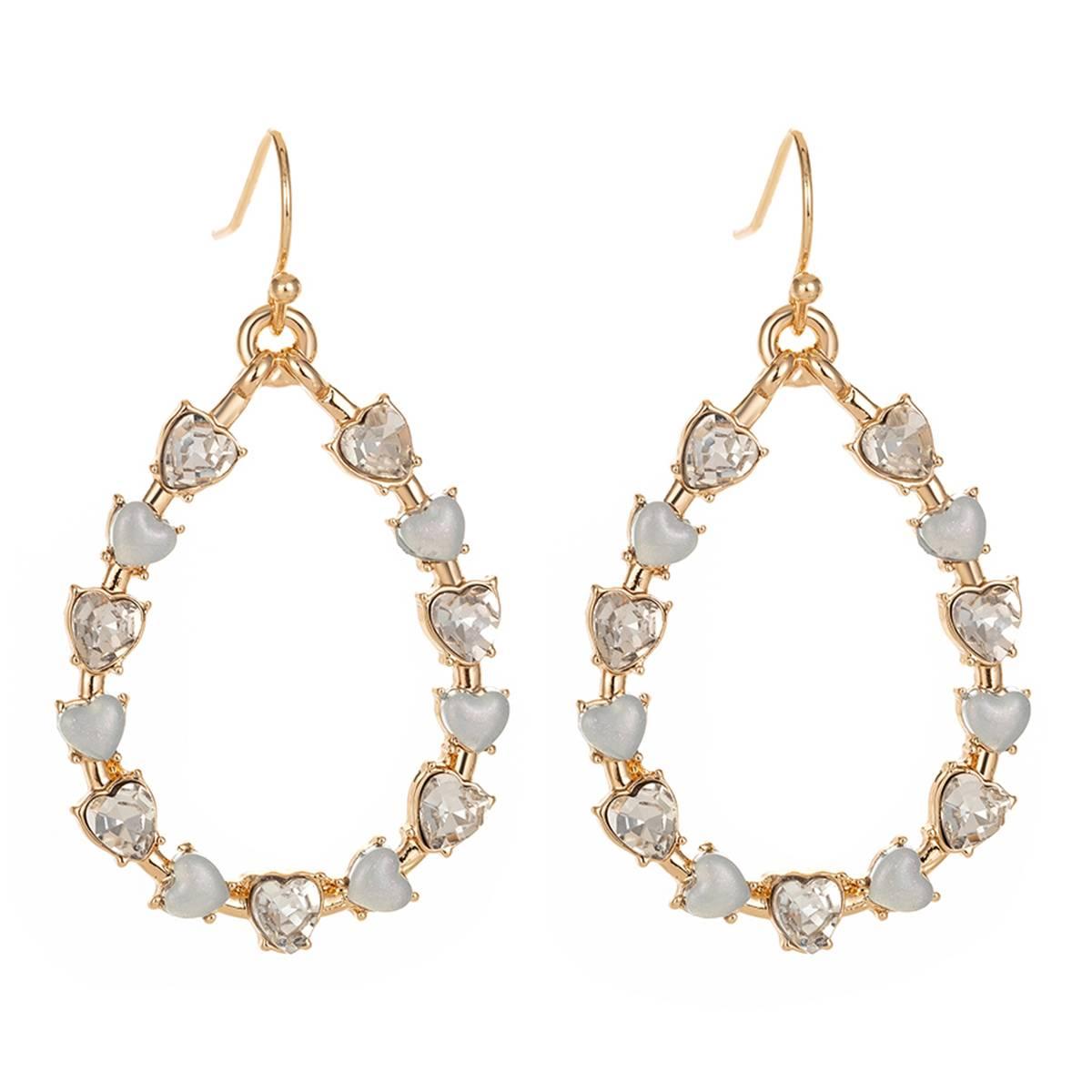 Click here for Roman Gold-Tone Open Pear Clear Glass Dangle Earri... prices