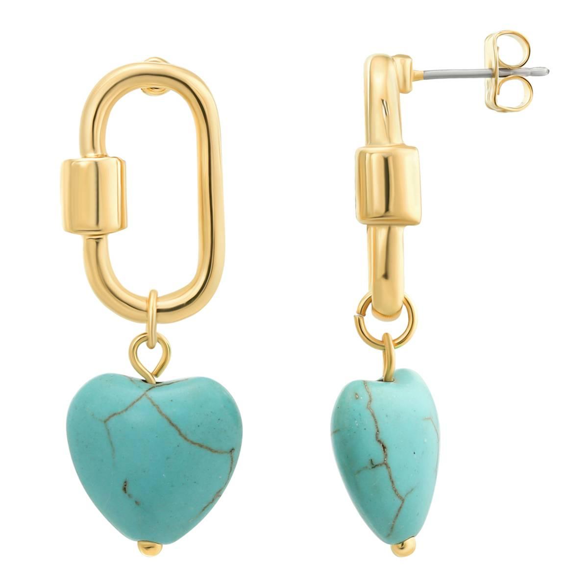Click here for Roman Oval Link with Heart Turquoise Stone Dangle... prices