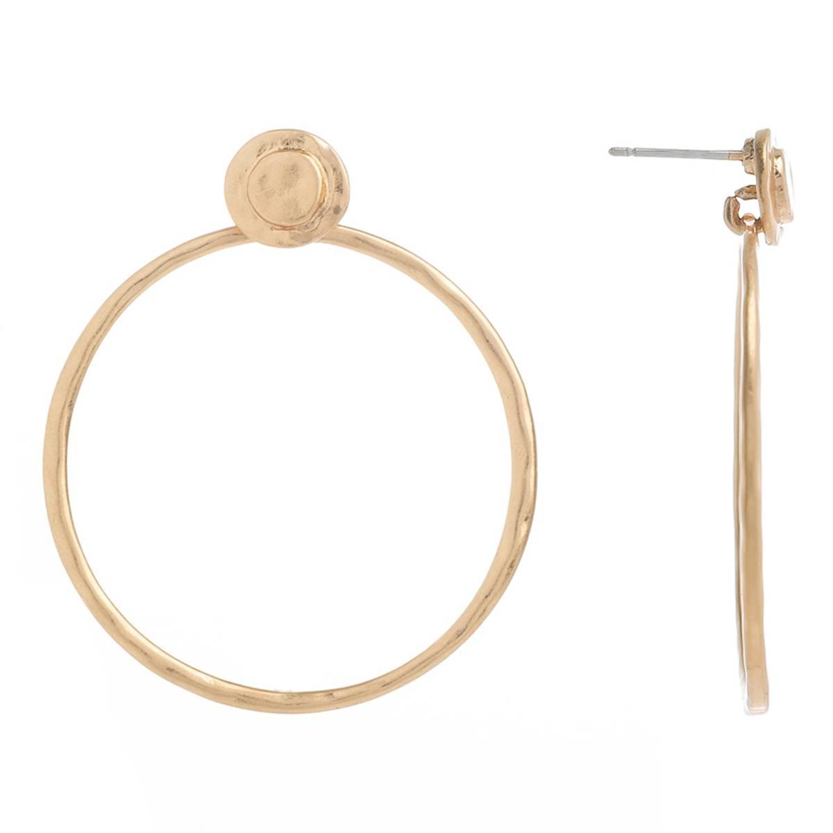 Click here for Bella Uno Worn Gold-Tone Open Circle Drop Hoop Ear... prices