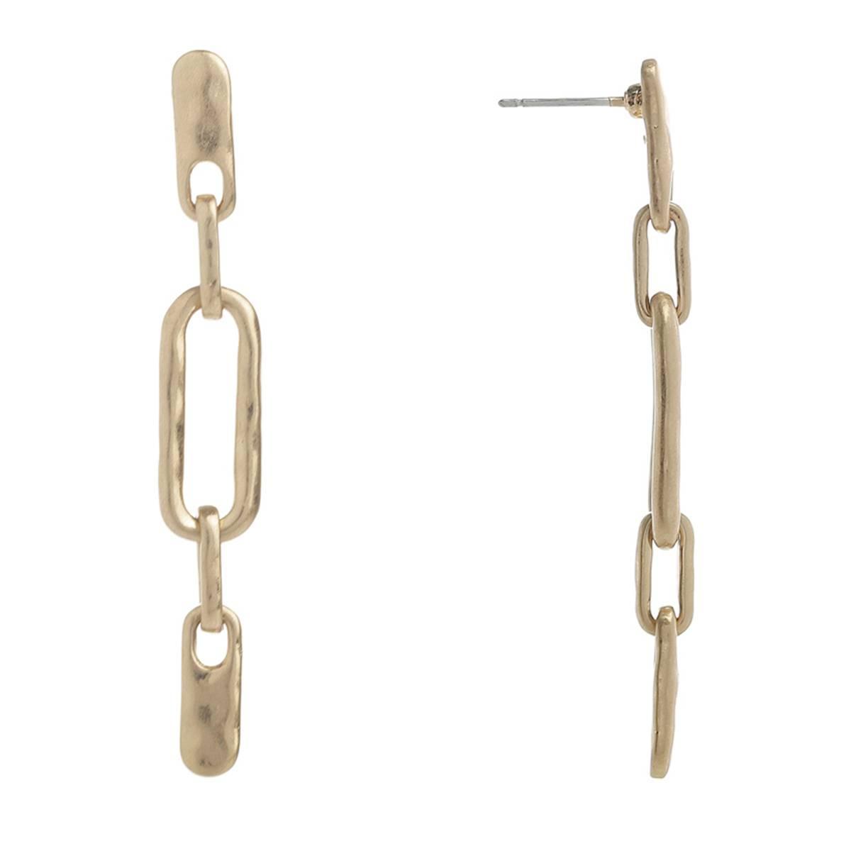 Click here for Bella Uno Worn Gold-Tone Paper Chain Link Dangle E... prices