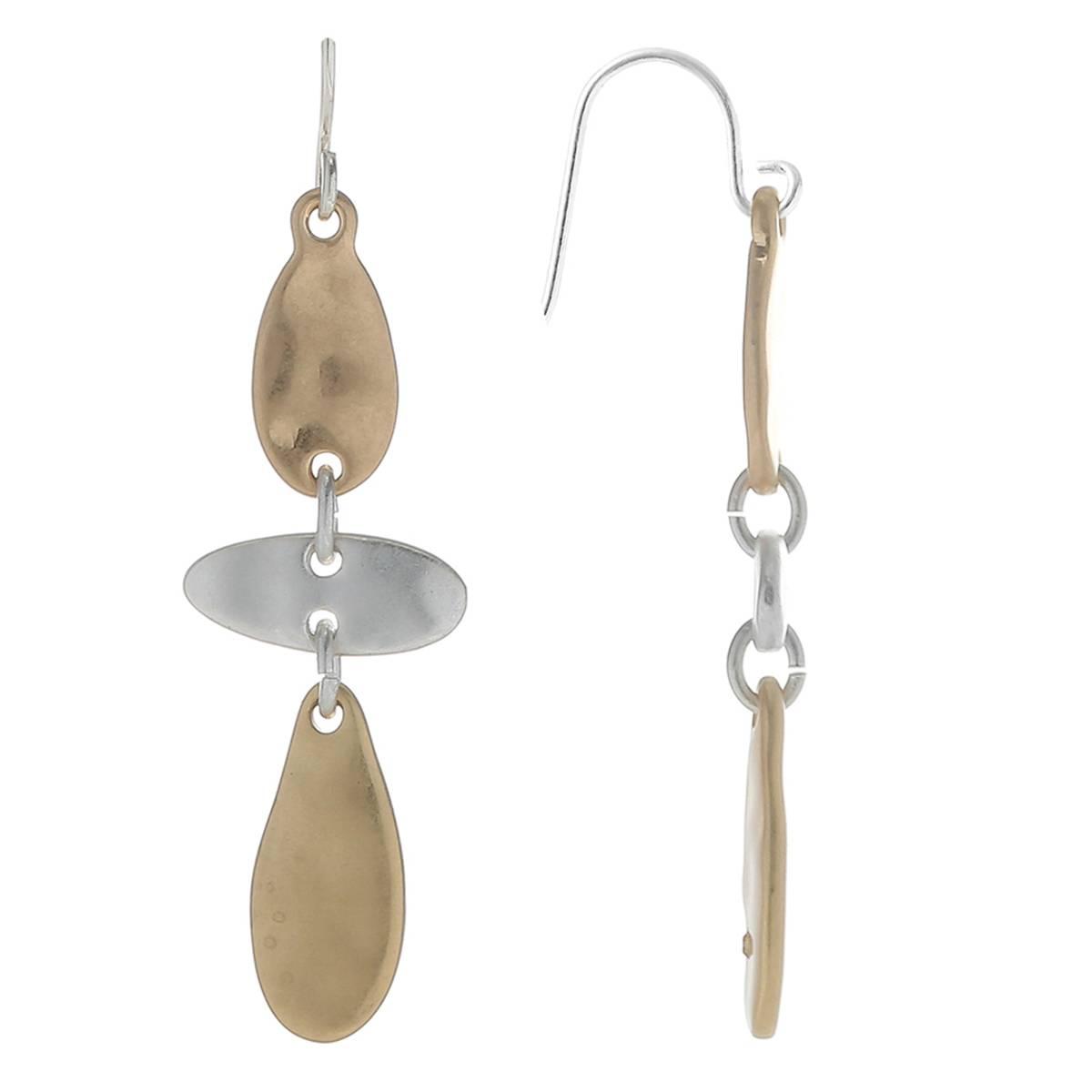 Click here for Bella Uno Worn Two-Tone Link Dangle Earrings prices
