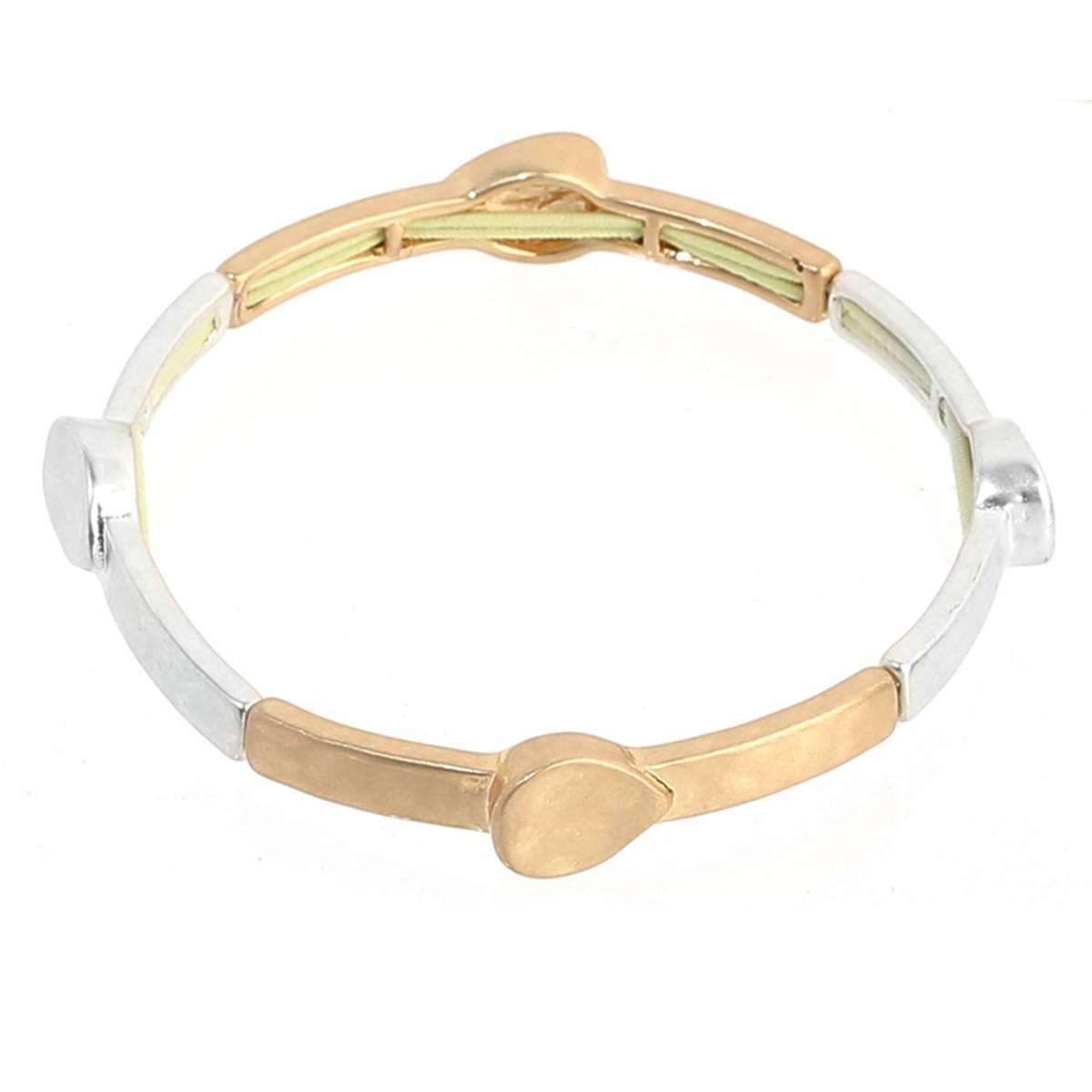 Click here for Bella Uno Worn Two-Tone Thin Bar Teardrop Disc Bra... prices