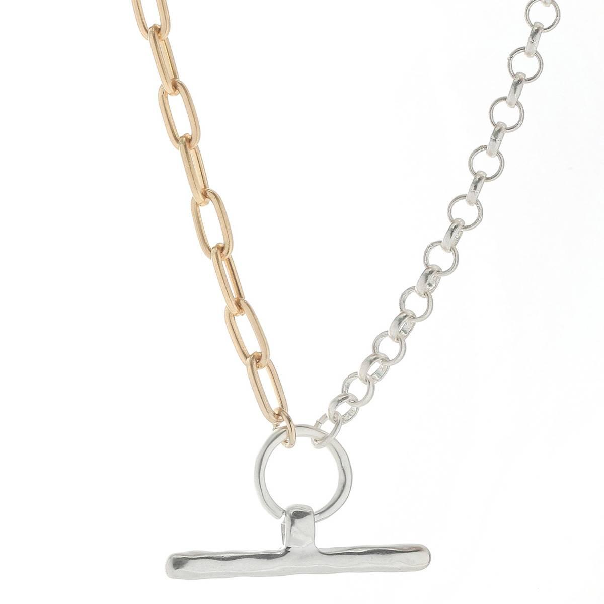 Click here for Bella Uno Worn Two-Tone Cable Link Tiffany Toggle... prices