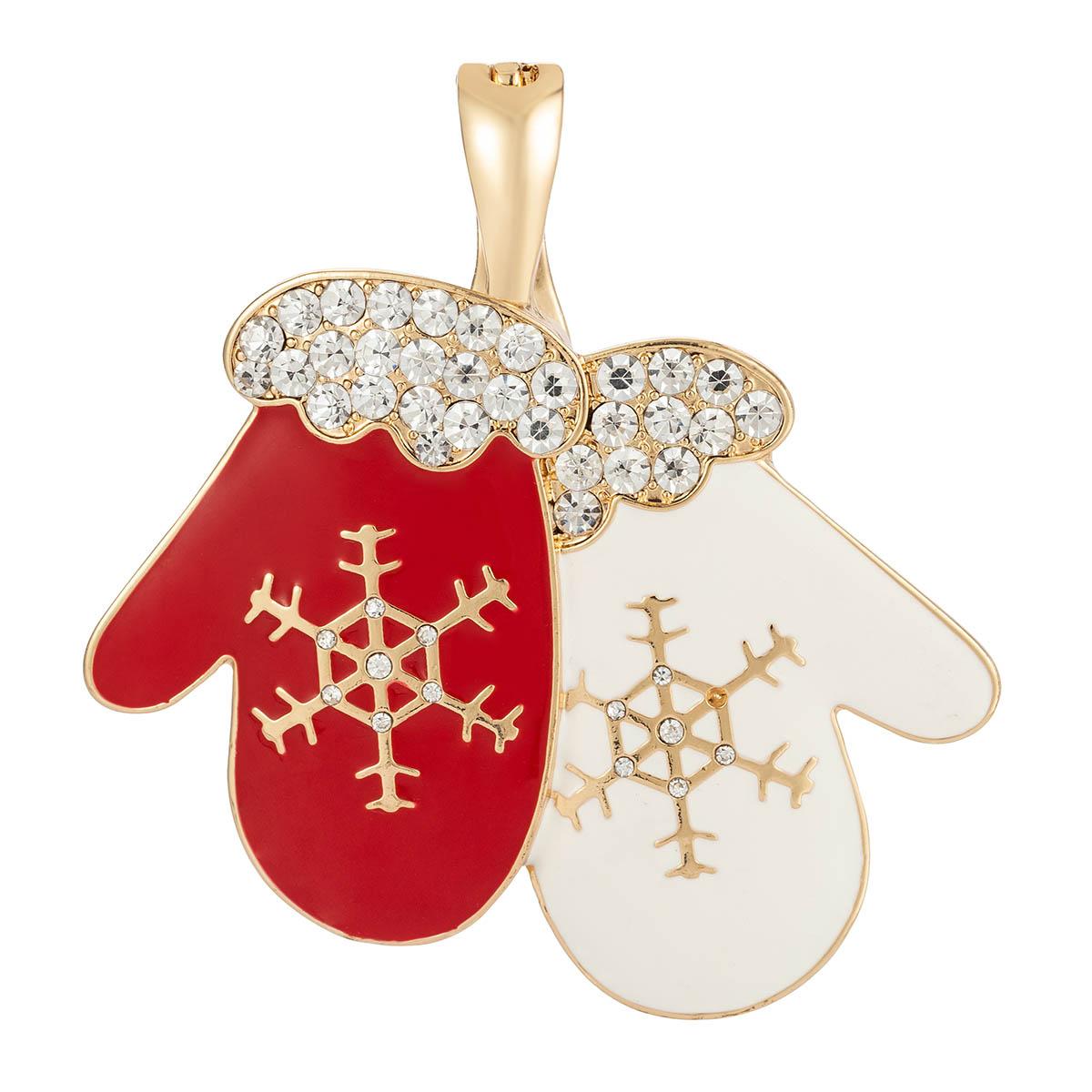 Click here for Wearable Art Gold-Tone Red & White Mittens Enhance... prices