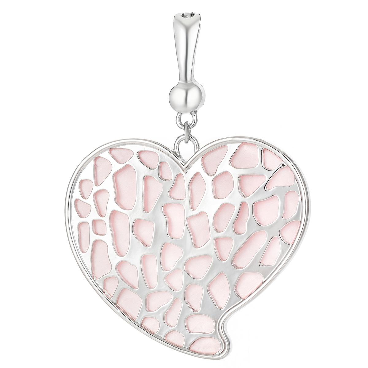 Click here for Wearable Art Silver-Tone Pink Sea Glass Heart Enha... prices