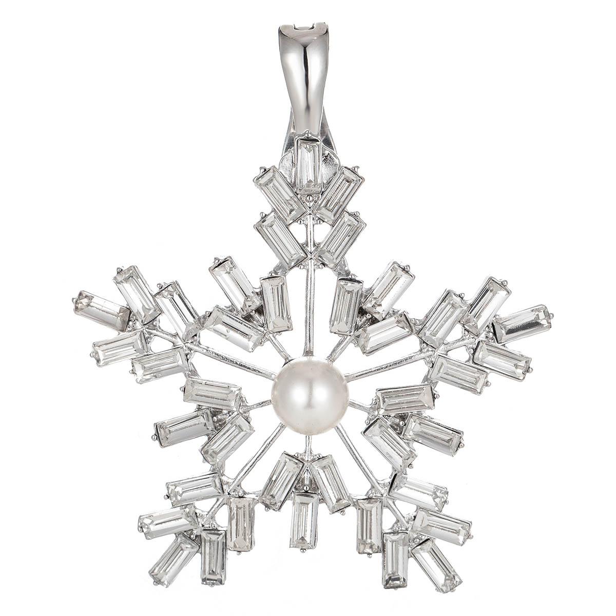Click here for Wearable Art Silver-Tone Pearl Center Snowflake En... prices