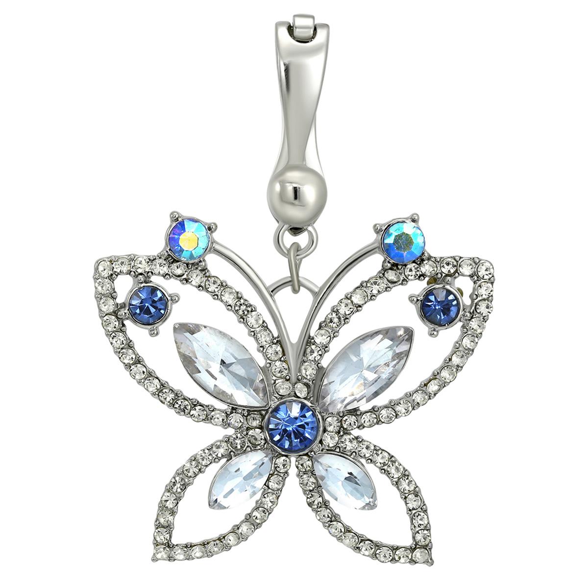 Click here for Wearable Art Silver-Tone Blue Glass Stone Butterfl... prices