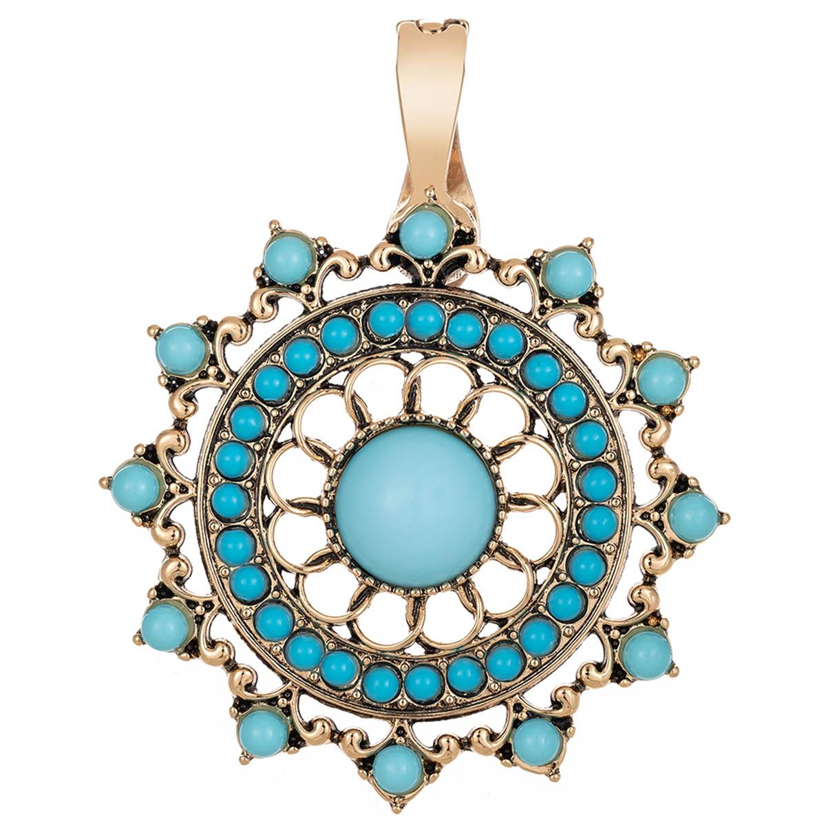 Click here for Wearable Art Gold-Tone Round Turquoise Sun Enhance... prices
