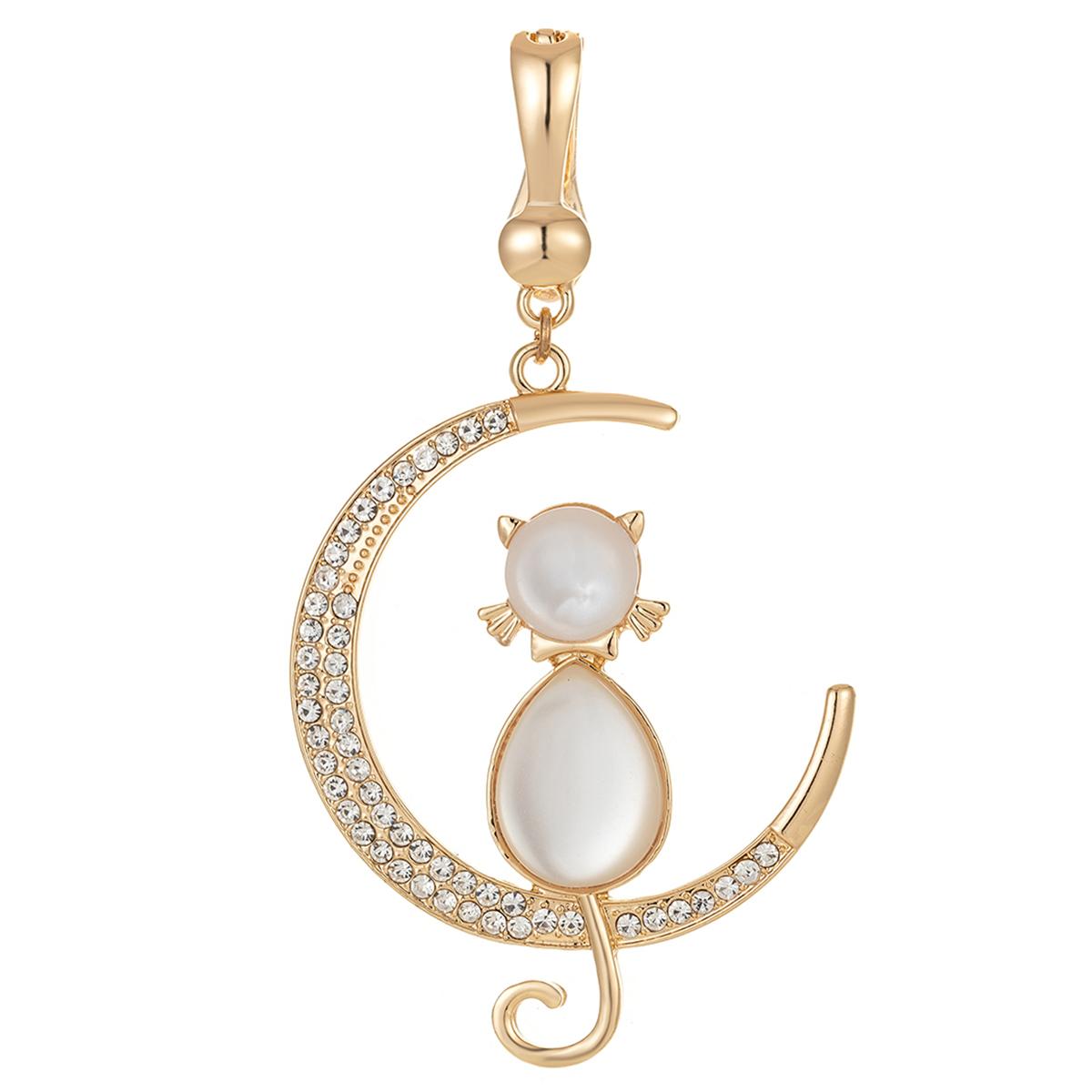 Click here for Wearable Art Pearl Cat Sitting Gold-Tone Enhancer... prices