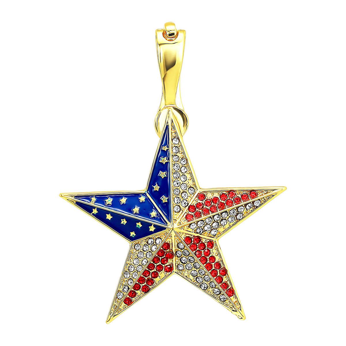 Click here for Wearable Art Gold-Tone Crystal Star Flag Enhancer prices
