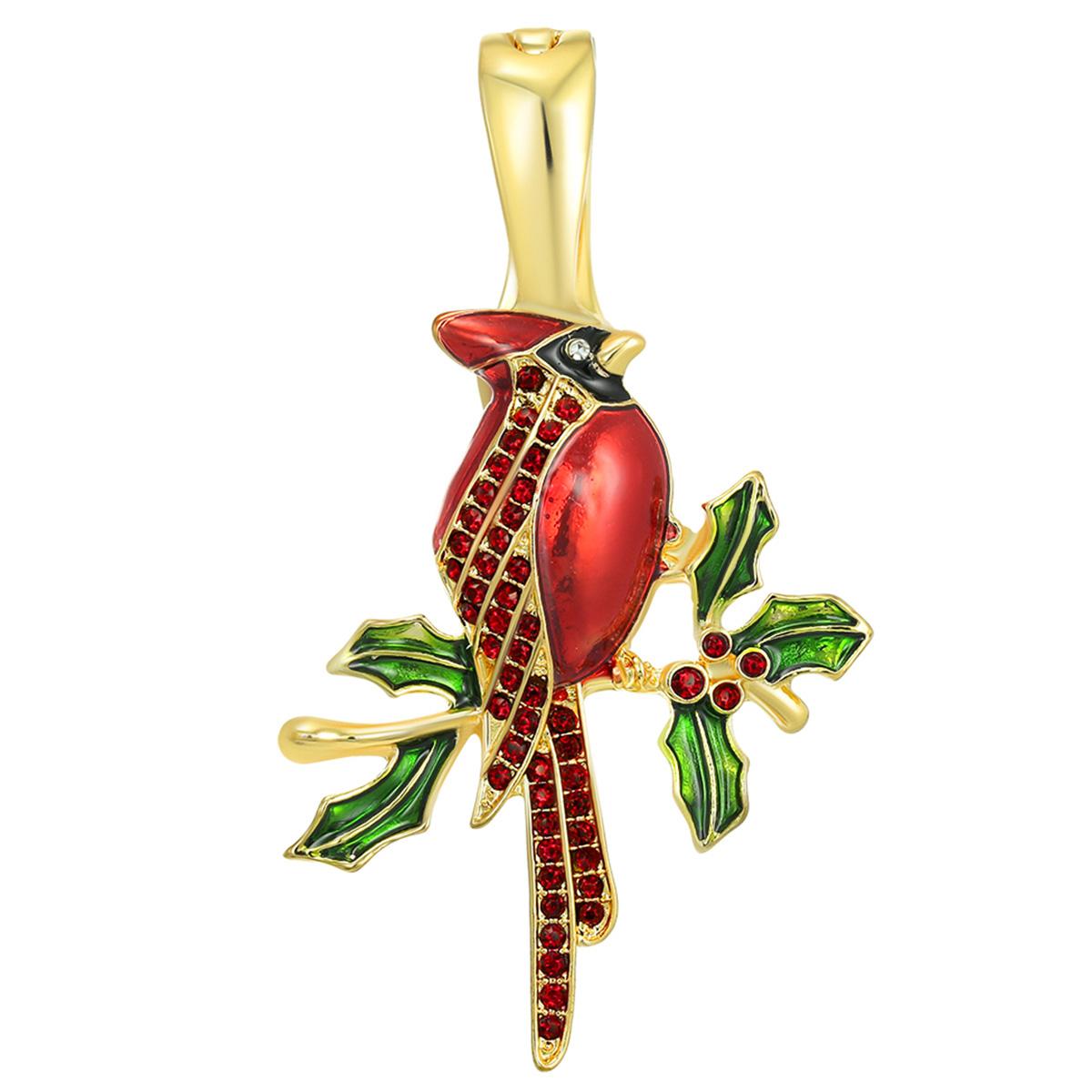 Click here for Wearable Art Gold-Tone Northern Cardinal on Branch... prices