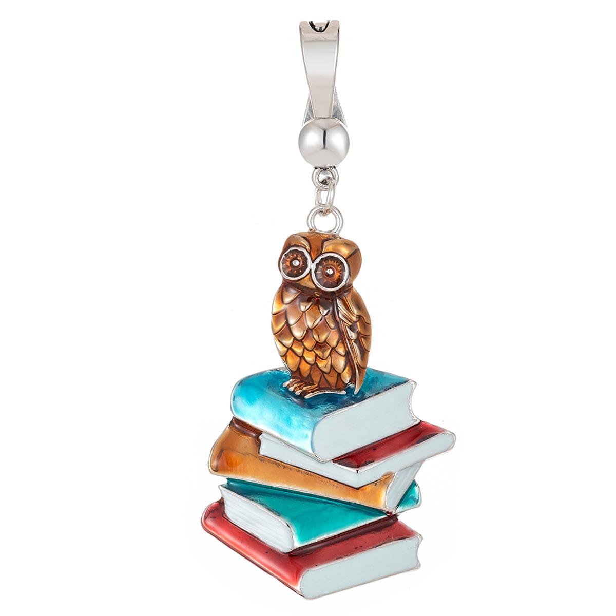 Click here for Wearable Art Silver-Tone Owl on Stack of Books Enh... prices