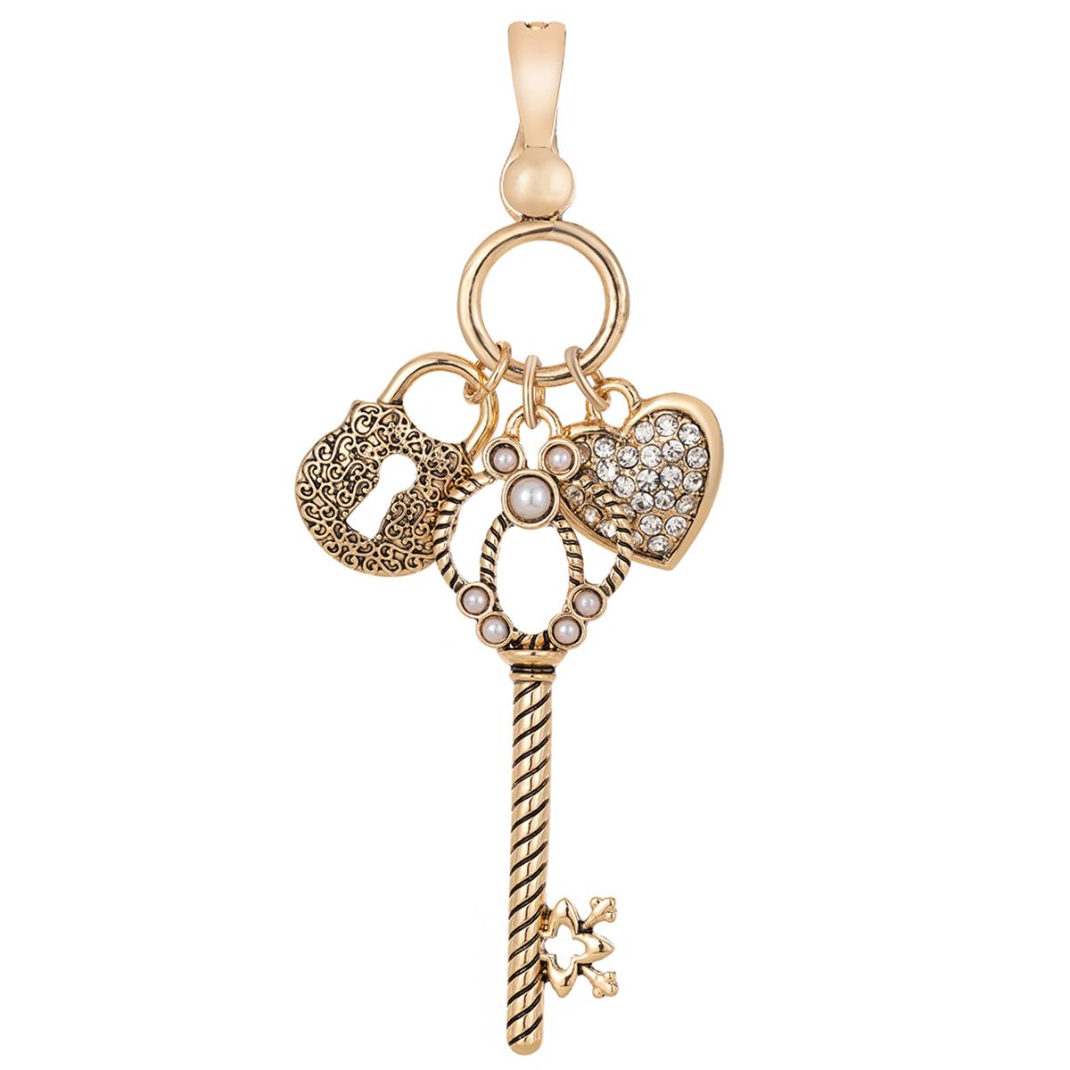 Click here for Wearable Art Textured Lock/Pearl Key/Heart Charm E... prices