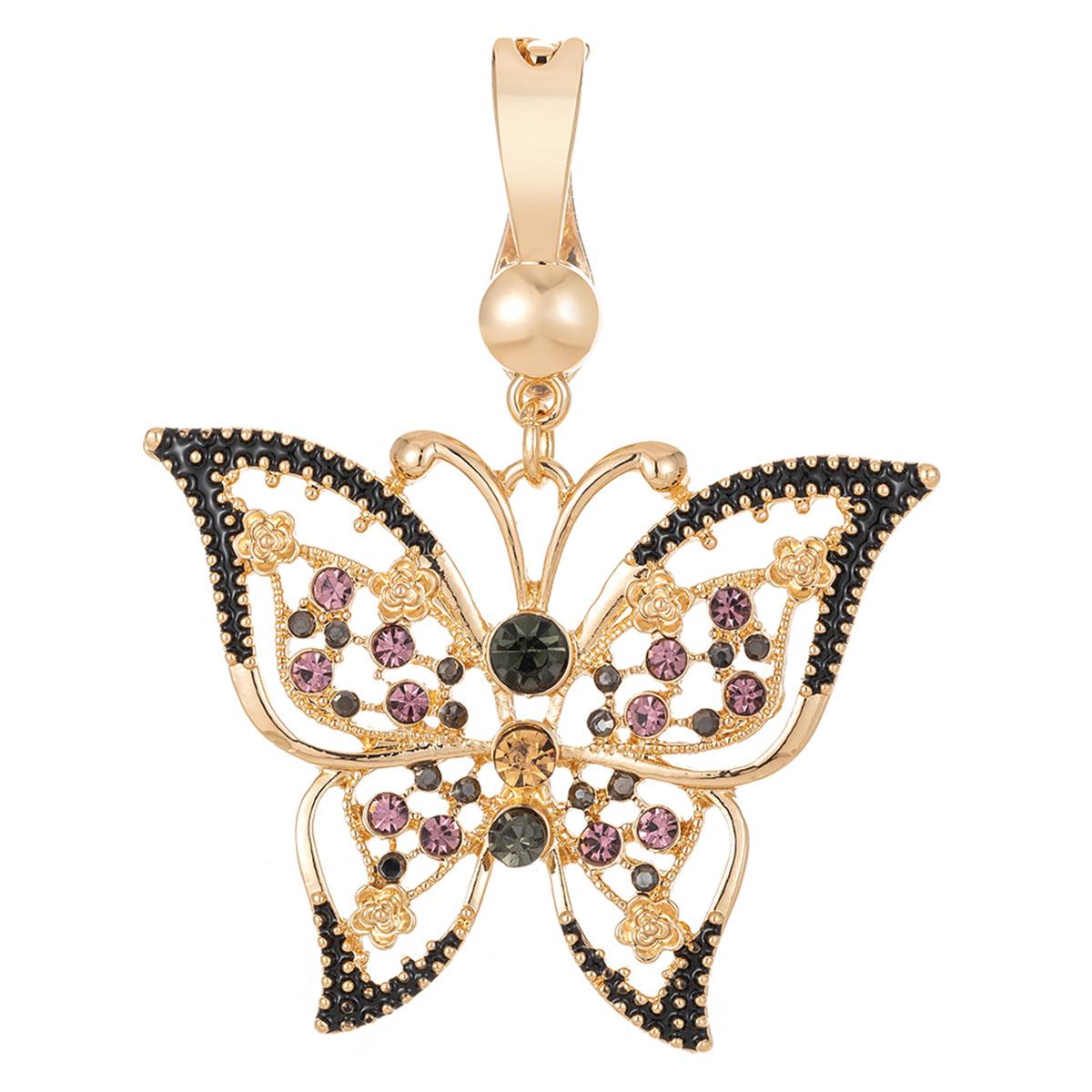 Click here for Wearable Art Black & Pink Filigree Butterfly Enhan... prices