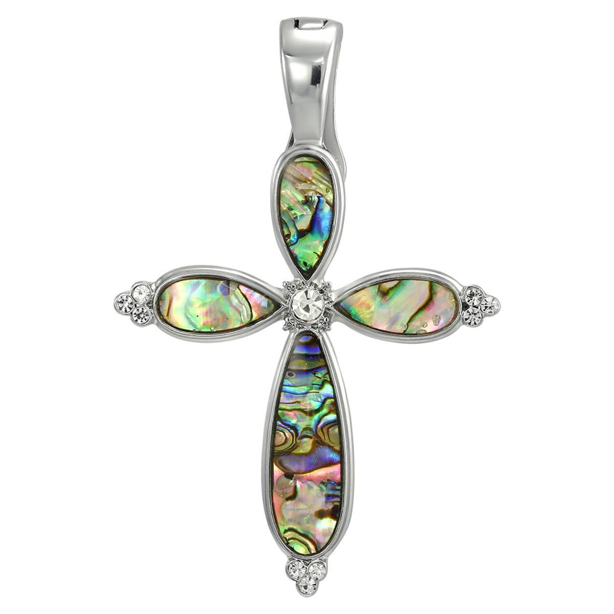 Click here for Wearable Art Silver-Tone Mother of Pearl Cross Enh... prices