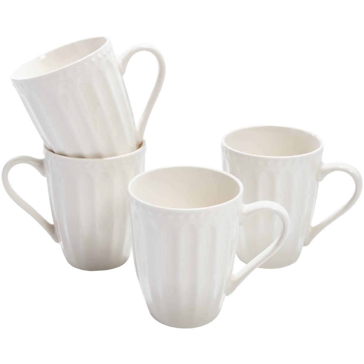 Click here for Famous Brand Set of 4 12oz. Ceramic Mugs with Flut... prices