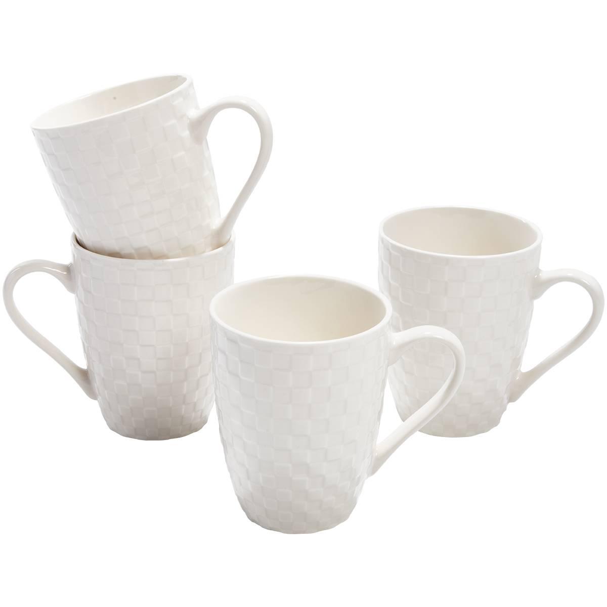 Click here for Famous Brand Set of 4 12oz. Ceramic Mugs with Chec... prices
