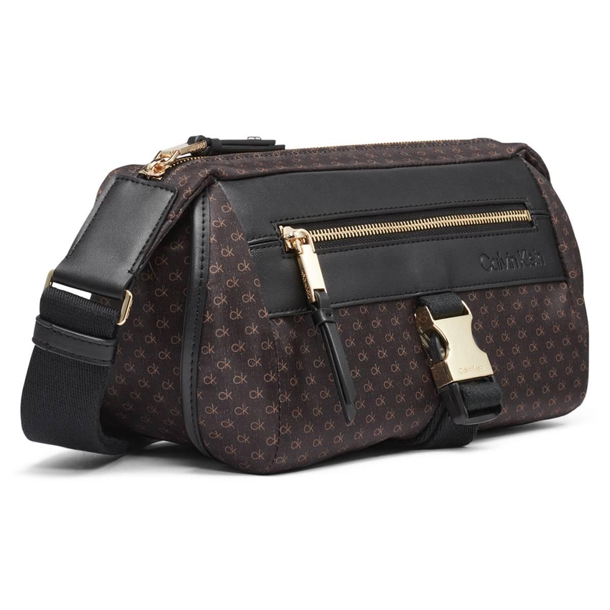 Calvin Klein Elora Mini Signature Crossbody - Brown/Khaki