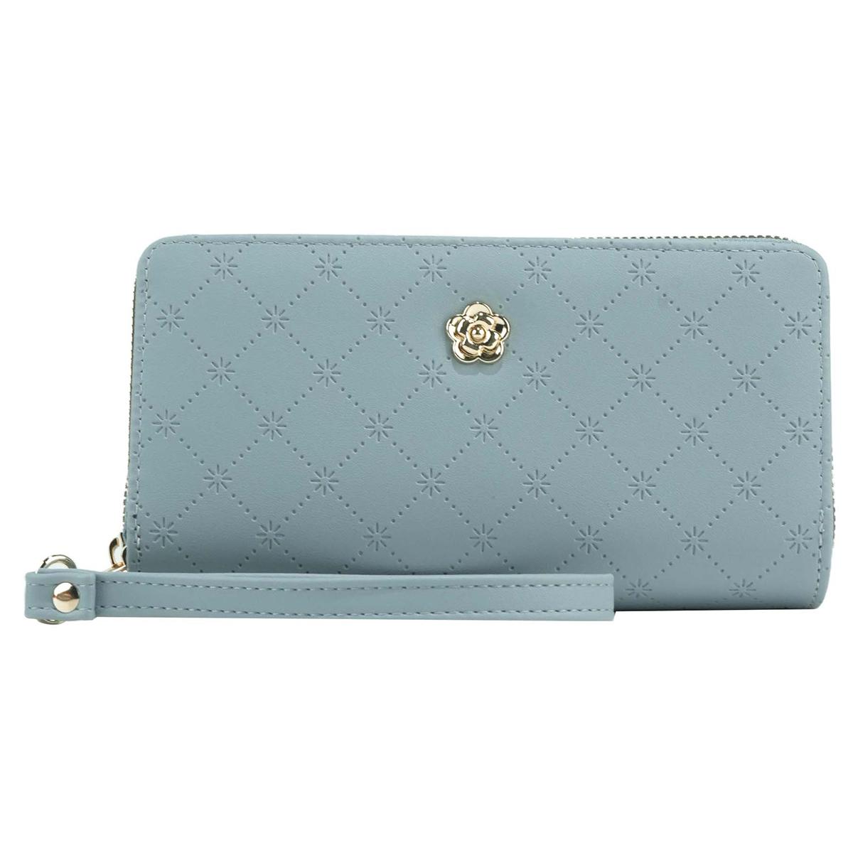 Click here for Womens Deluxity Double Zip Wristlet with Flower prices