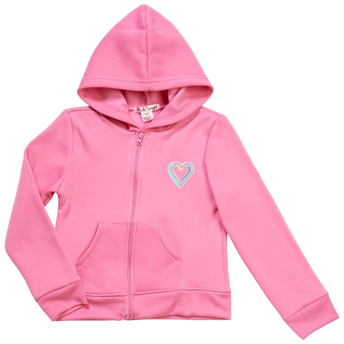 Click here for Girls (7-16) Pink Angel Heart/Bear Fleece Zip Up H... prices