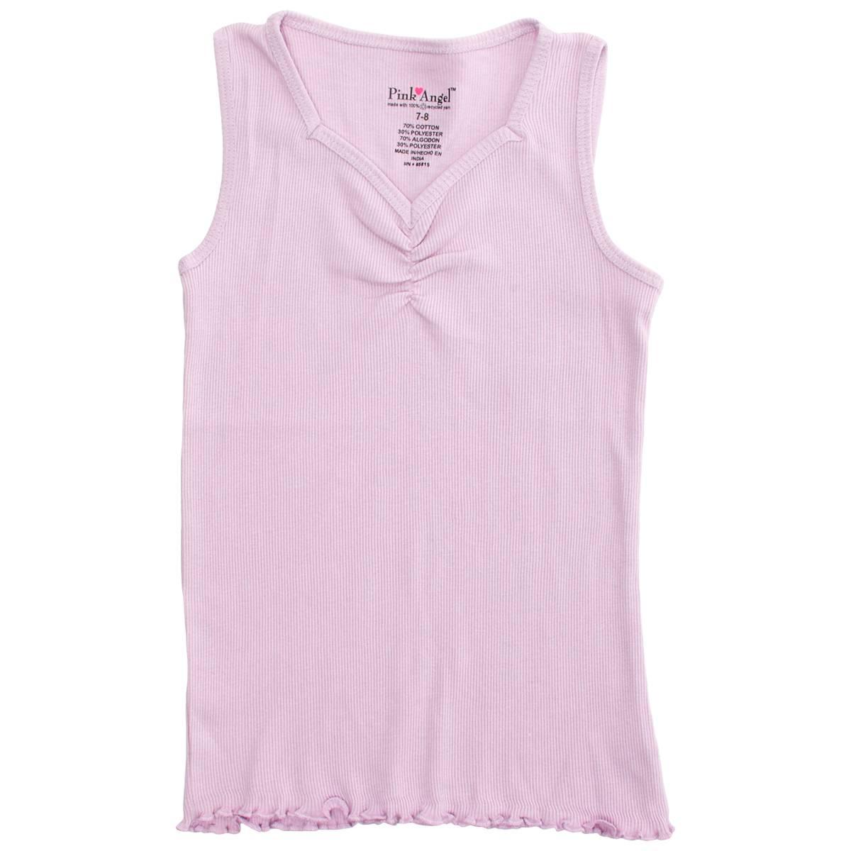 Click here for Girls (7-16) Pink Angel(tm) Cinch V-Neck Rib Tank... prices
