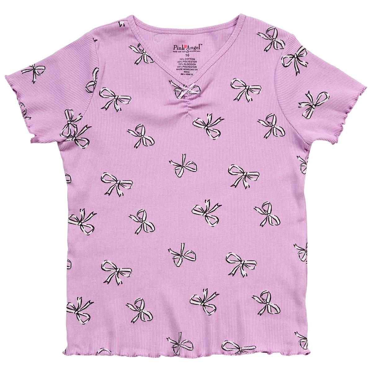 Click here for Girls (7-16) Pink Angel Cinch Front Bow Tee prices