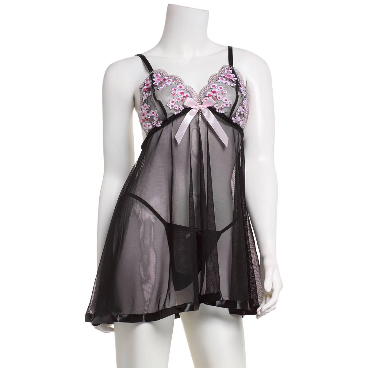 Click here for Womens Spree Intimates 2pc. Lace & Mesh Babydoll S... prices