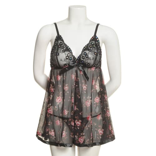 Click here for Womens Spree Intimates Mesh Triangle Cup Babydoll... prices