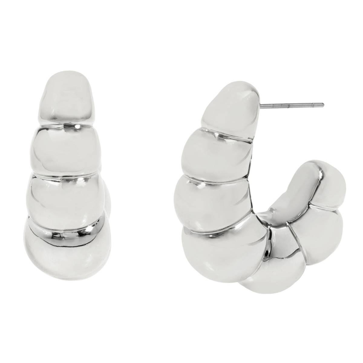 Click here for Steve Madden Rhodium Sculpted Sphere Hoop Earrings prices