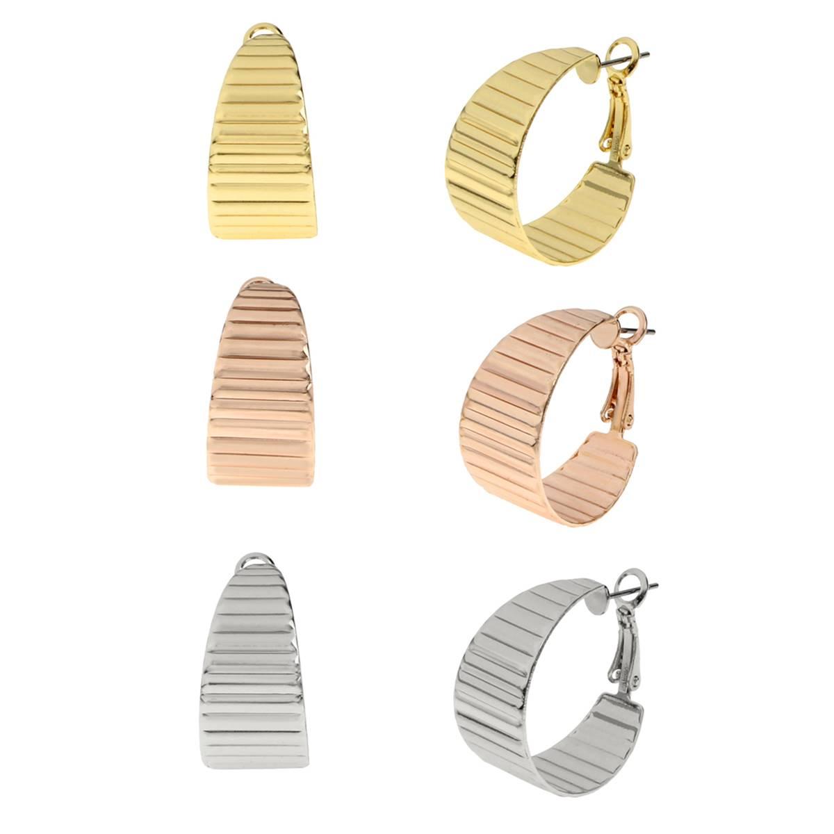 Click here for Steve Madden 3pr. Ridge Hoop Earrings Set prices