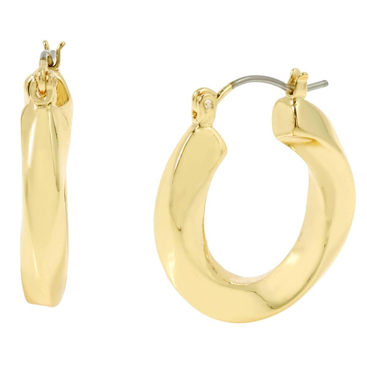 Click here for Steve Madden Gold Woven Twist Small Hoop Earrings prices
