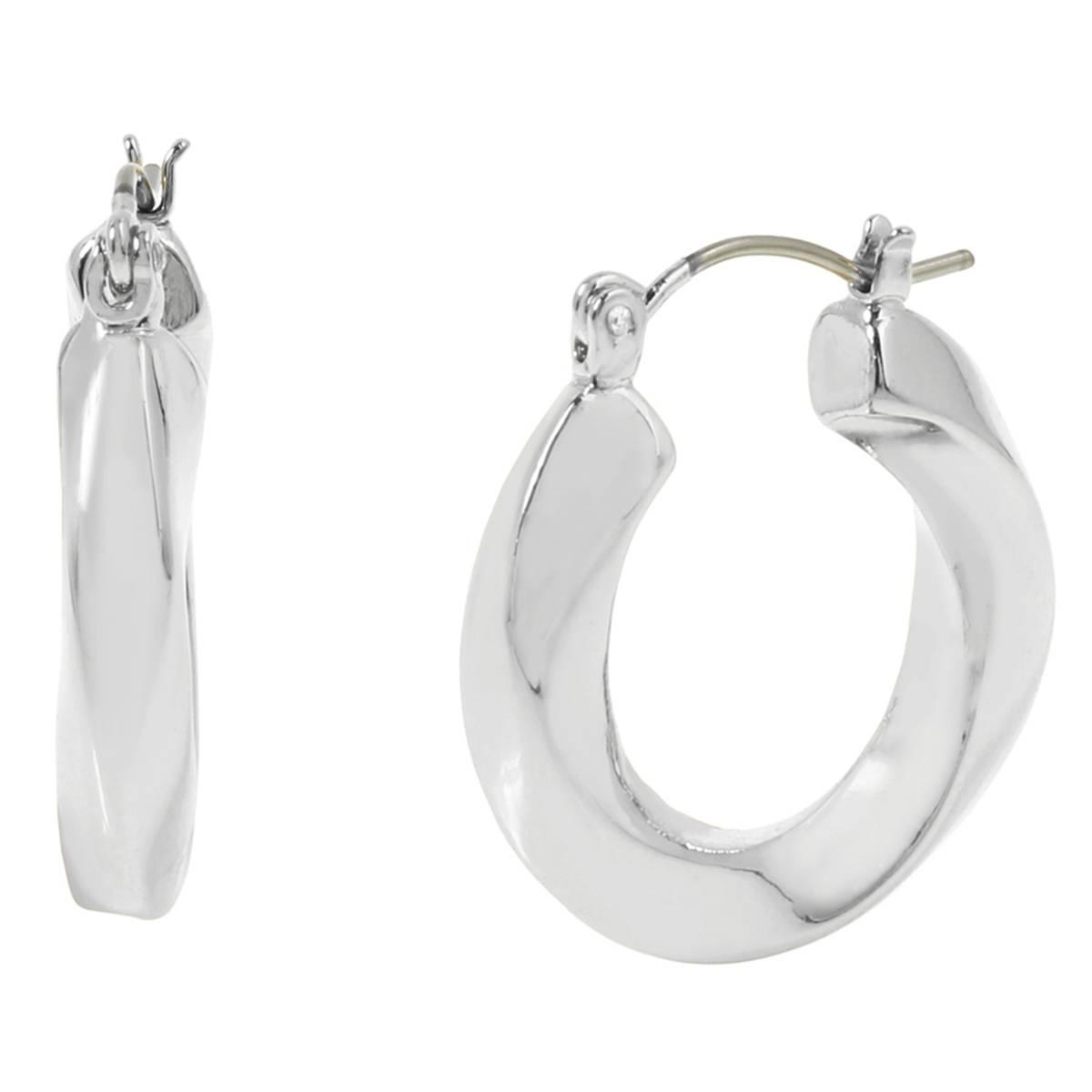 Click here for Steve Madden Silver Woven Twist Small Hoop Earring... prices