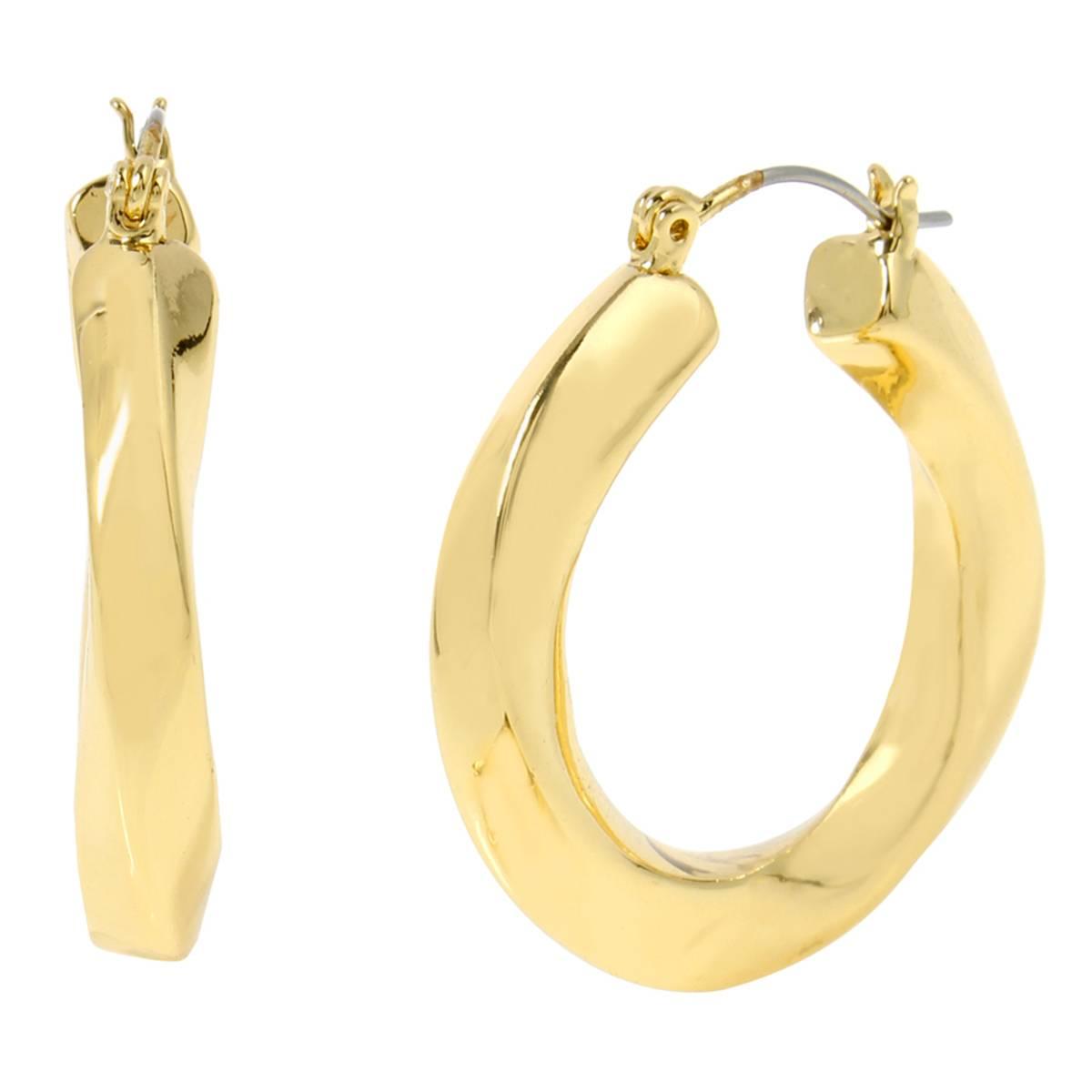 Click here for Steve Madden Gold Woven Twist Medium Hoop Earrings prices