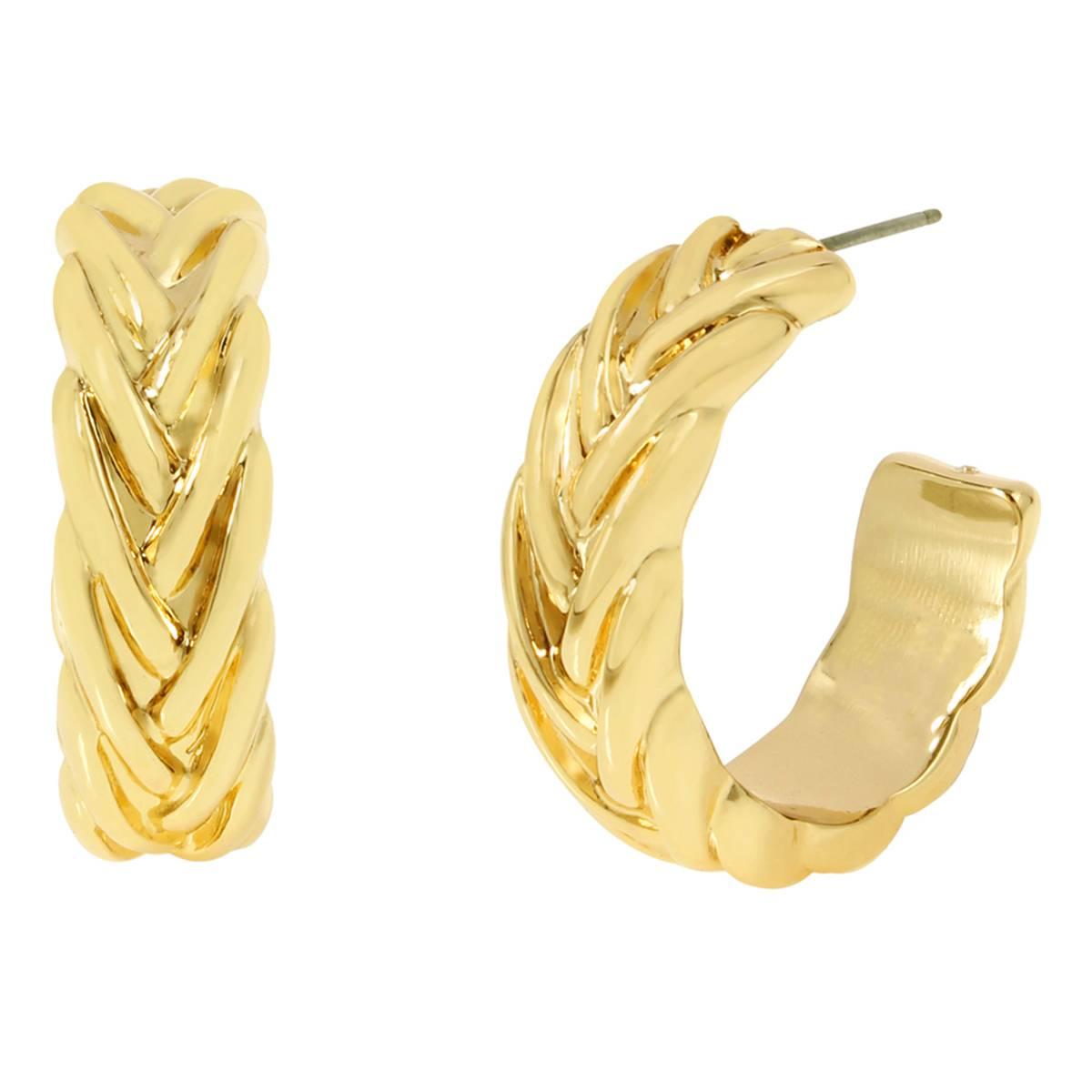 Click here for Steve Madden Gold Woven Medium Braided Hoop Earrin... prices
