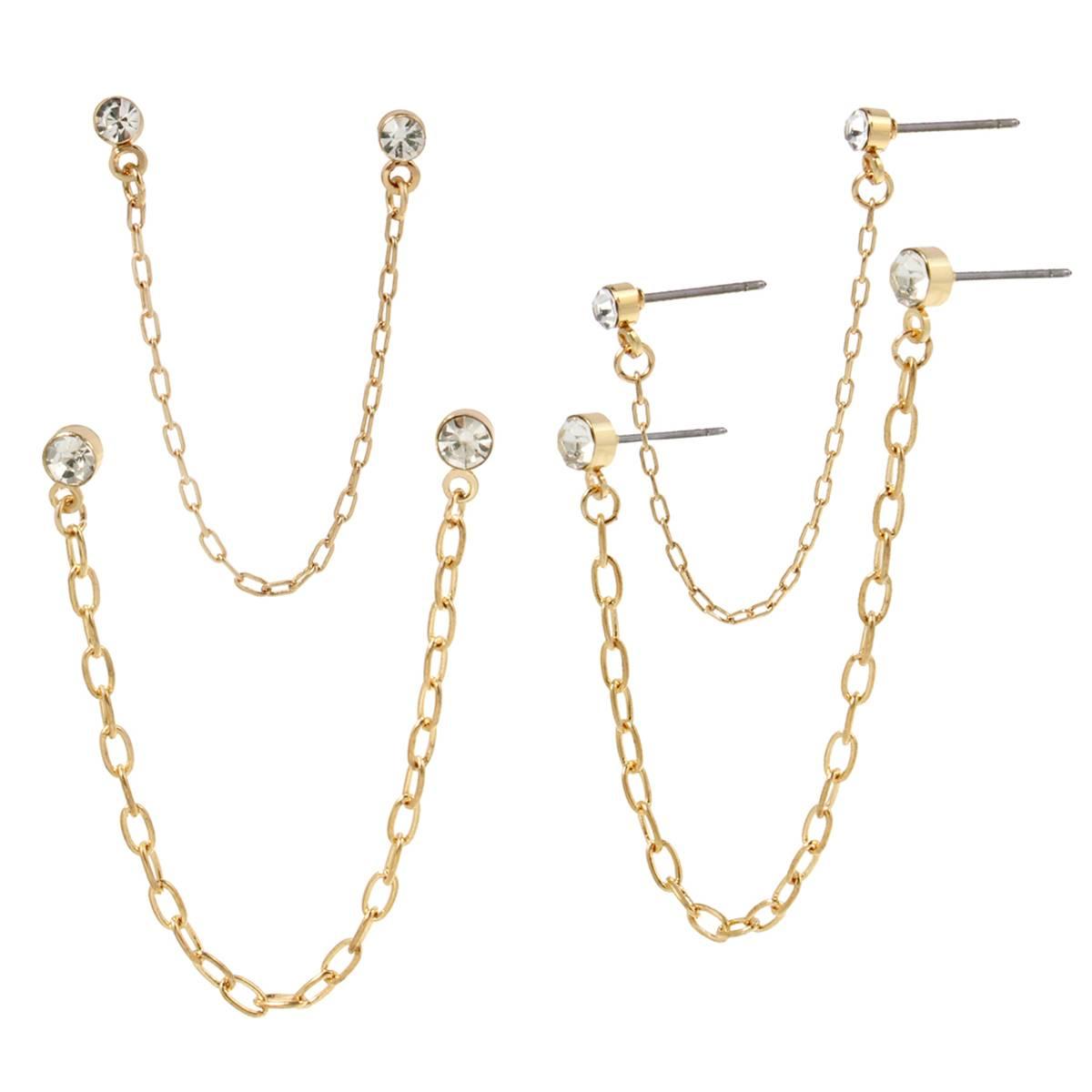 Click here for Steve Madden Crystal Swag Chain Earrings Set prices