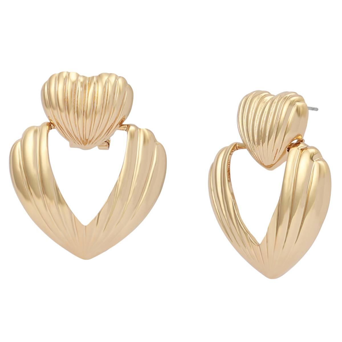 Click here for Steve Madden Gold Fluted Heart Drop Earrings prices
