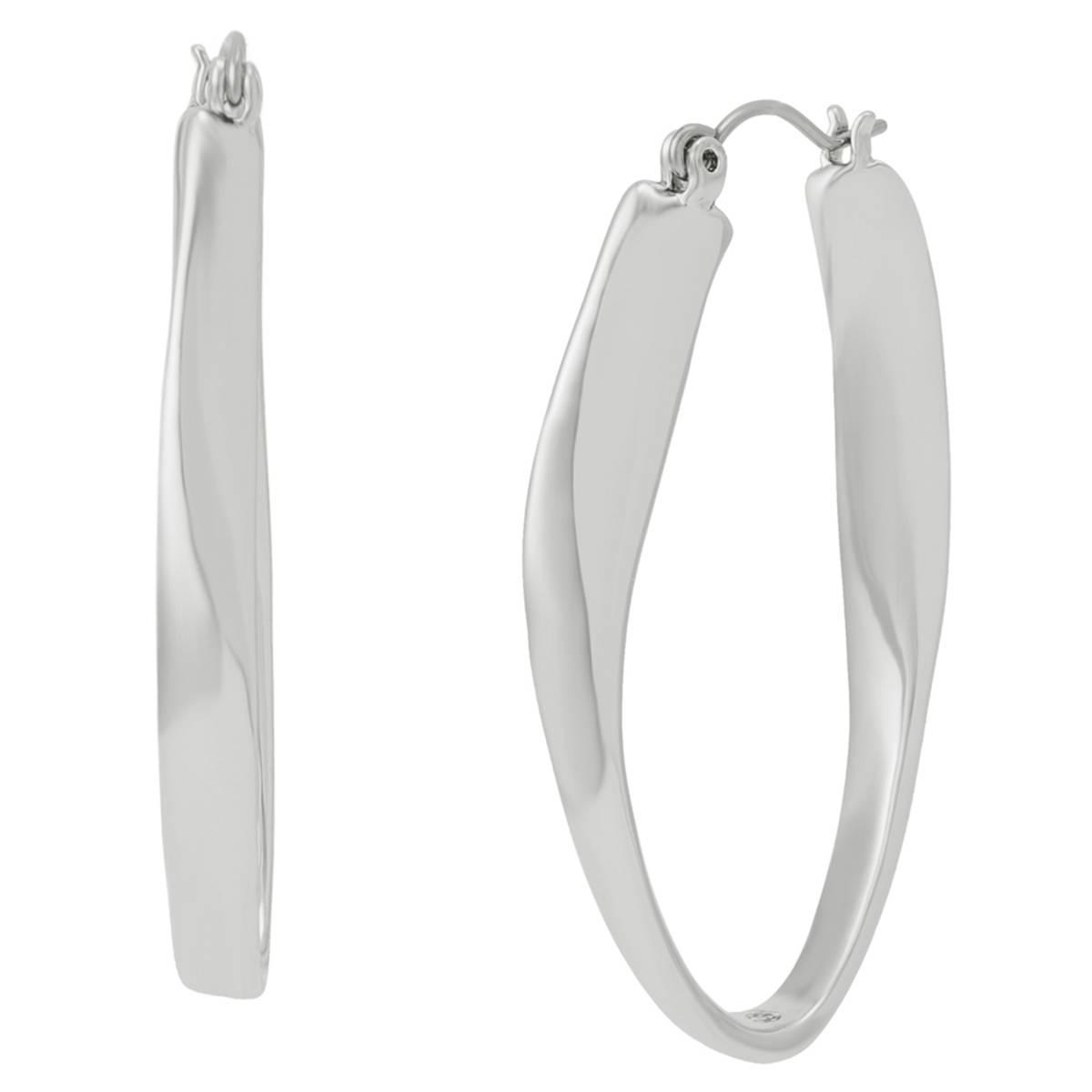 Click here for Steve Madden Silver Sculpted Oval Hoop Earrings prices