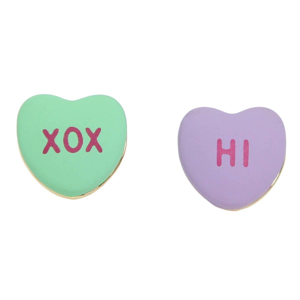 Click here for Betsey Johnson Conversation Heart Mismatch Stud Ea... prices