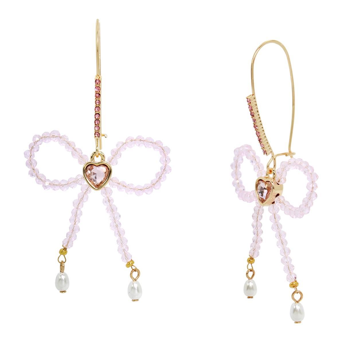 Click here for Betsey Johnson Sweetheart Beaded Bow Hoop Drop Ear... prices