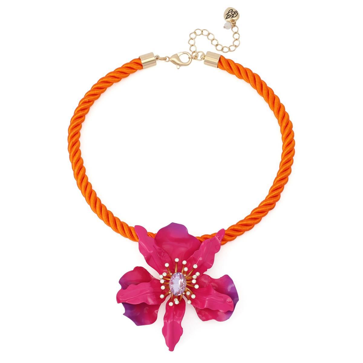 Click here for Betsey Johnson Hothouse Bloom Orchid Pendant State... prices