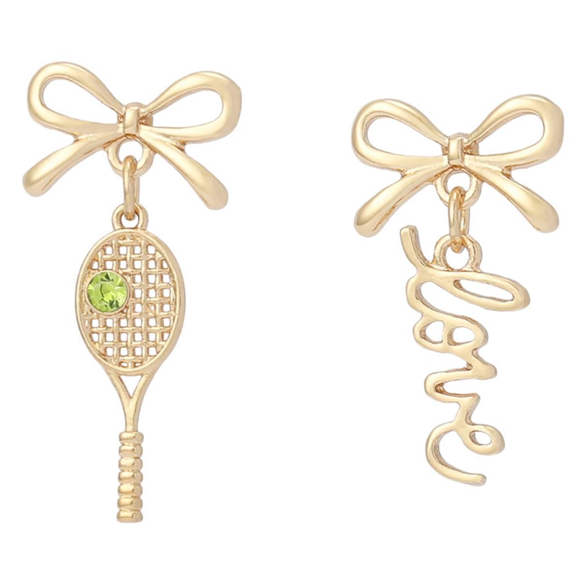 Click here for Betsey Johnson Tennis Racquet Love Mismatch Earrin... prices