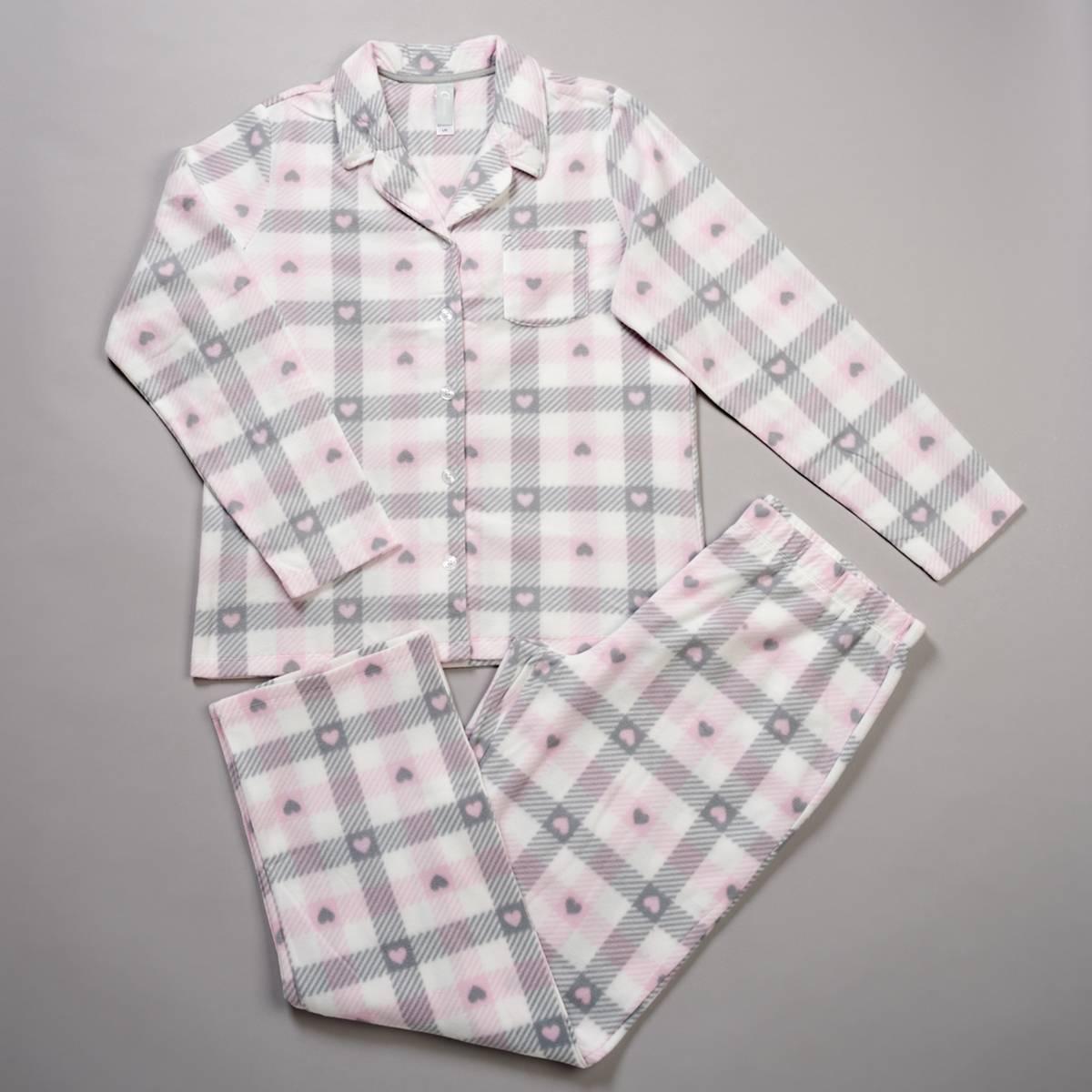 Click here for Womens Charmour Long Sleeve Folded Heart Plaid V-N... prices