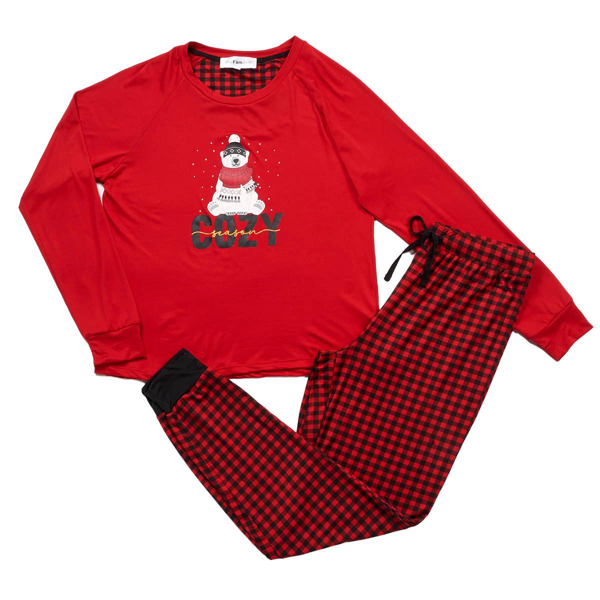 Click here for Womens OurFamJam(tm) Cozy Bear Buffalo Check Pajam... prices