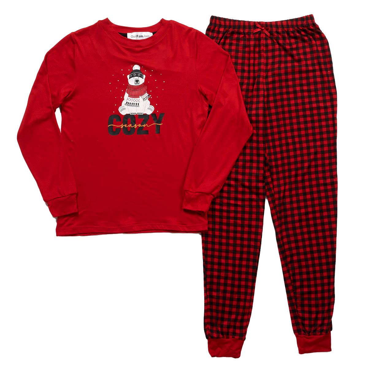 Click here for Girls OurFamJam(tm) Cozy Bear Buffalo Check Pajama... prices
