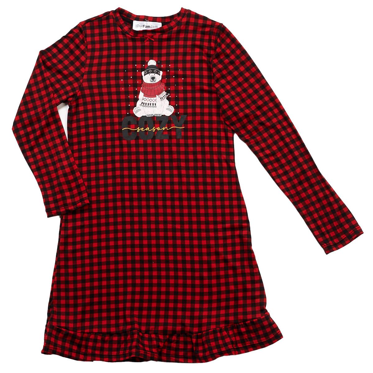 Click here for Girls OurFamJam(tm) Cozy Bear Buffalo Check Nightg... prices